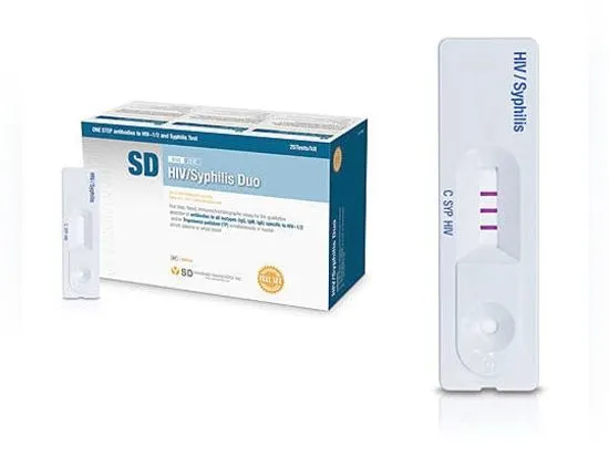 Bộ kit test nhanh HIV và giang mai SD Bioline HIV/Syphilis Duo hộp 25 ...