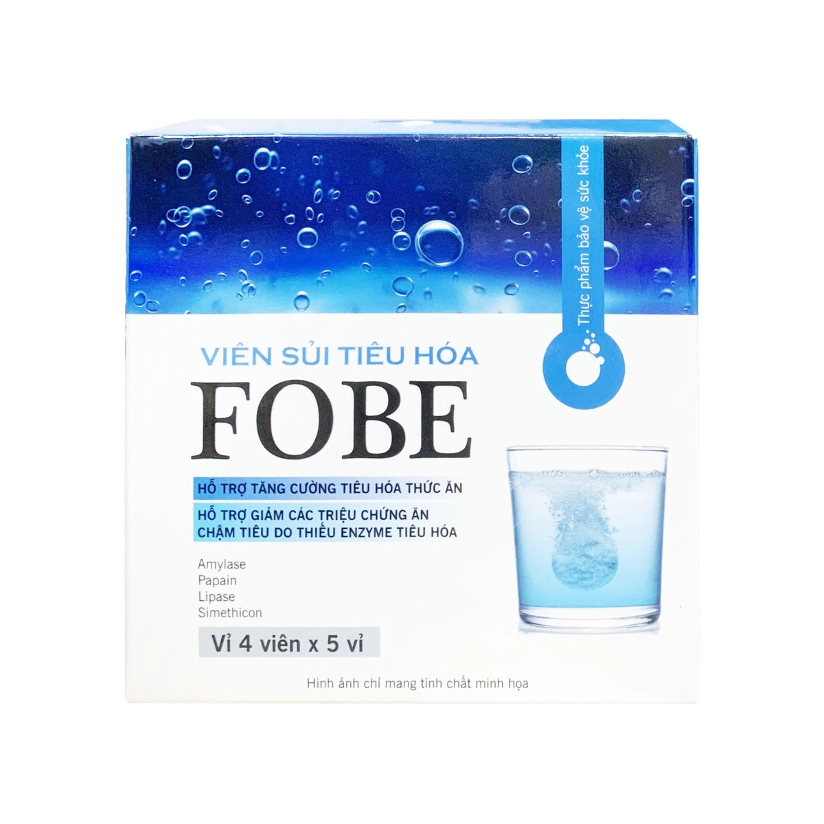 Viên sủi tiêu hóa FOBE hộp 5 vỉ x 4 viên