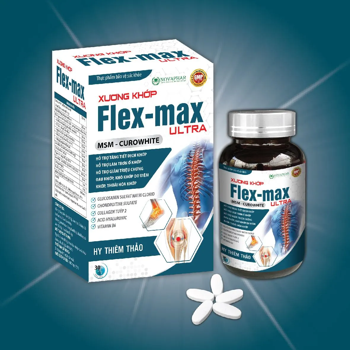Viên uống bổ khớp Xương Khớp Flex-max ULTRA hộp 1 lọ 30 viên nén