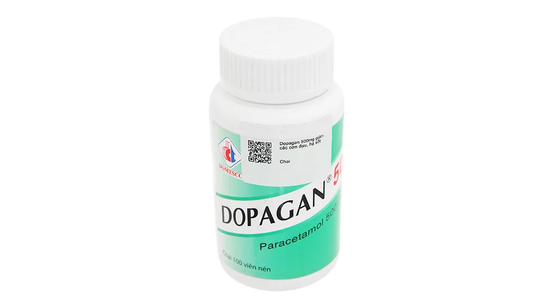 Thuốc giảm đau và hạ sốt Dopagan 500mg Domesco lọ 100 viên