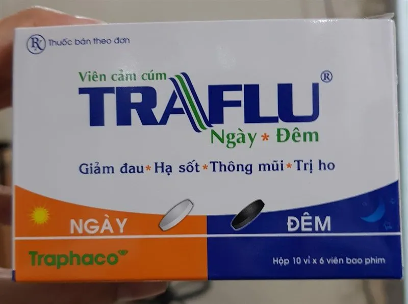 Thuốc giảm đau, hạ sốt, ho, thông mũi Traflu TRAPHACO hộp 10 vỉ x 6 viên