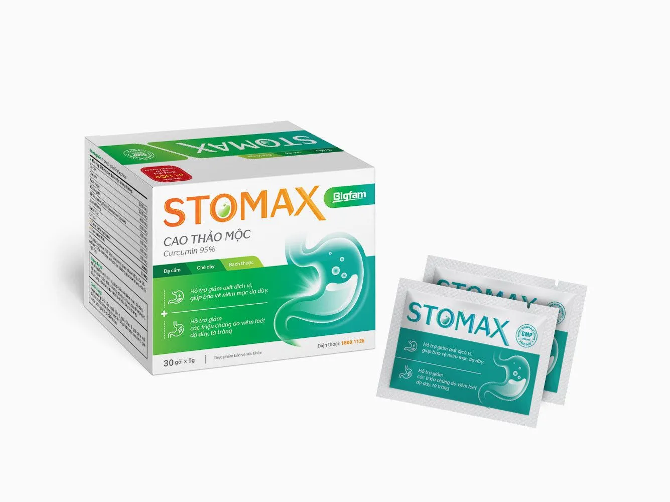 Cao thảo mộc bảo vệ dạ dày STOMAX Bigfam hộp 30 gói x 5g
