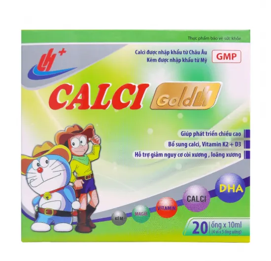 Dung Dịch Uống Bổ Sung Canxi+D3 Calci Gold LH hộp 4 vỉ x 5 ống