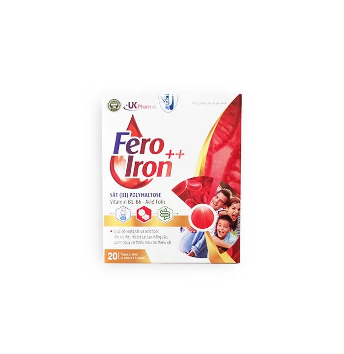 Bổ sung sắt và acid folic Fero Iron ++ (UK Pharma) hộp 4 vỉ x 5 ống x 10ml