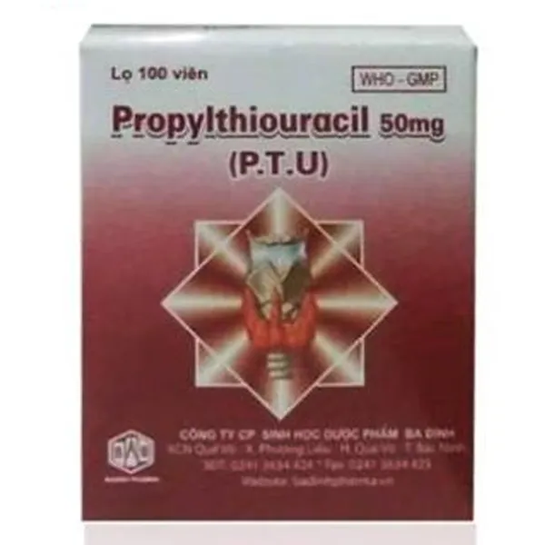 Thuốc trị cường giáp Propylthiouracil (PTU) Ba Đình hộp 1 lọ 100 viên nén