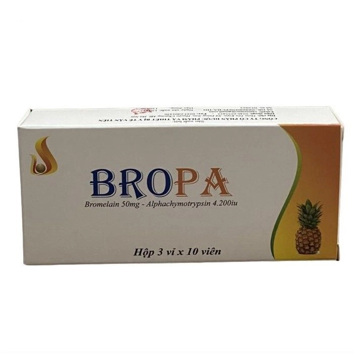 Viên ngậm hỗ trợ giảm sưng, phù nề Bropa hộp 3 vỉ x 10 viên nén