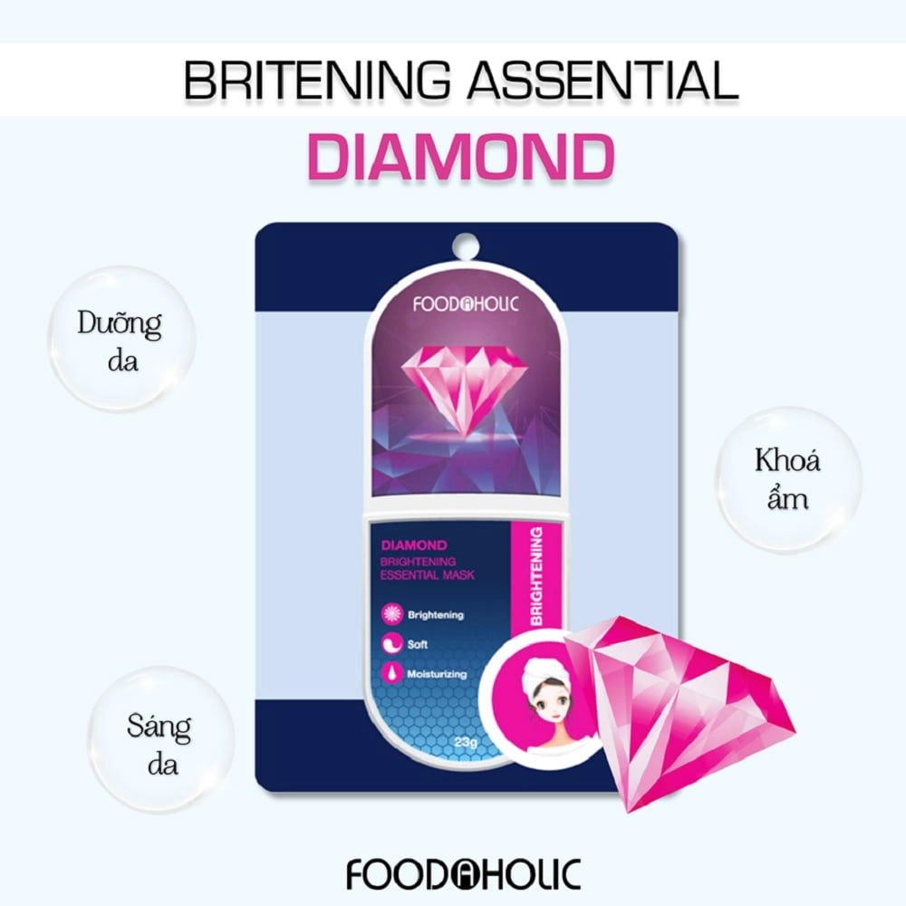 Mặt nạ Trắng Da Foodaholic Diamond Brightening Essential Mask gói 1 cái