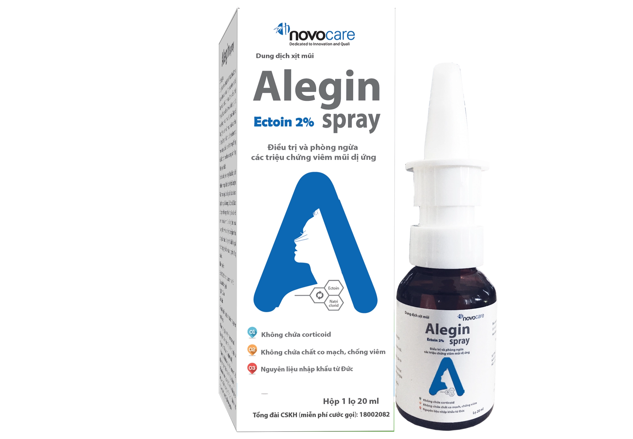 Dung dịch xịt mũi Alegin Spray Ectoin 2% hộp 1 chai 20ml