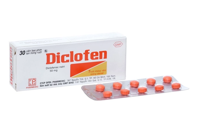 Thuốc giảm đau, kháng viêm Diclofen 50mg (Pharmedic) hộp 3 vỉ x 10 viên