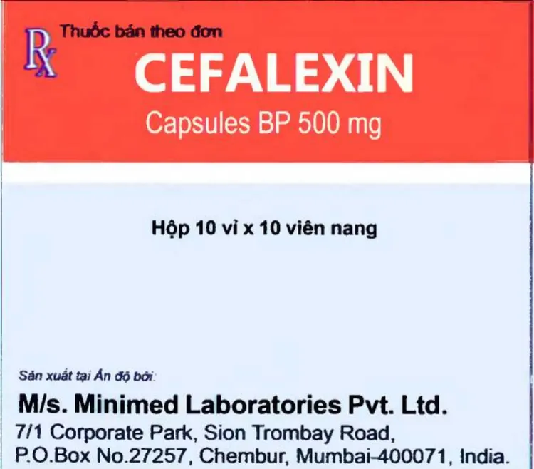 Thuốc kháng sinh CEFALEXIN CAPSULES B.P 500mg (Minimed Ấn Độ) hộp 10 vỉ ...