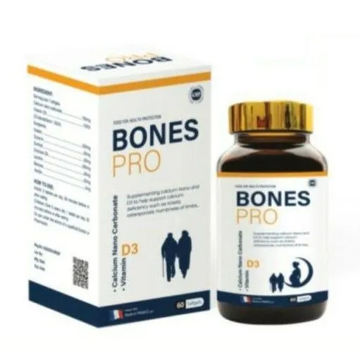 Bổ sung canxi và vitamin D3 BONES PRO (Eric Favre) hộp 1 lọ 60 viên nang mềm