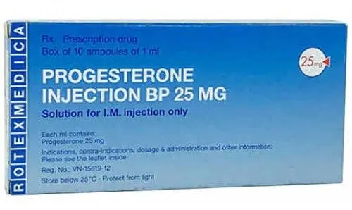 Thuốc tiêm điều trị chảy máu tử cung Progesterone injection BP 25mg hộp ...