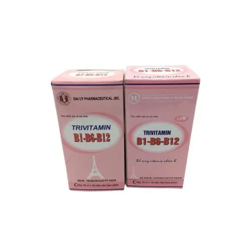 Viên uống bổ sung vitamin nhóm B TRIVITAMIN B1 - B6 - B12 (Đại Uy) hộp 10 vỉ x 10 viên nén bao phim