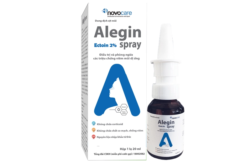 Dung dịch xịt mũi Alegin Spray Ectoin 2% hộp 1 chai 20ml