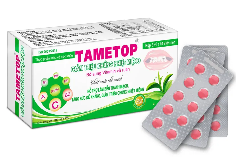 Viên uống trị nhiệt miệng Tametop hộp 30 viên